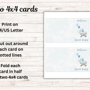 Printable 4x4 Baby Cards L Baby Boy Card | Baby Card | Printable Cards ...