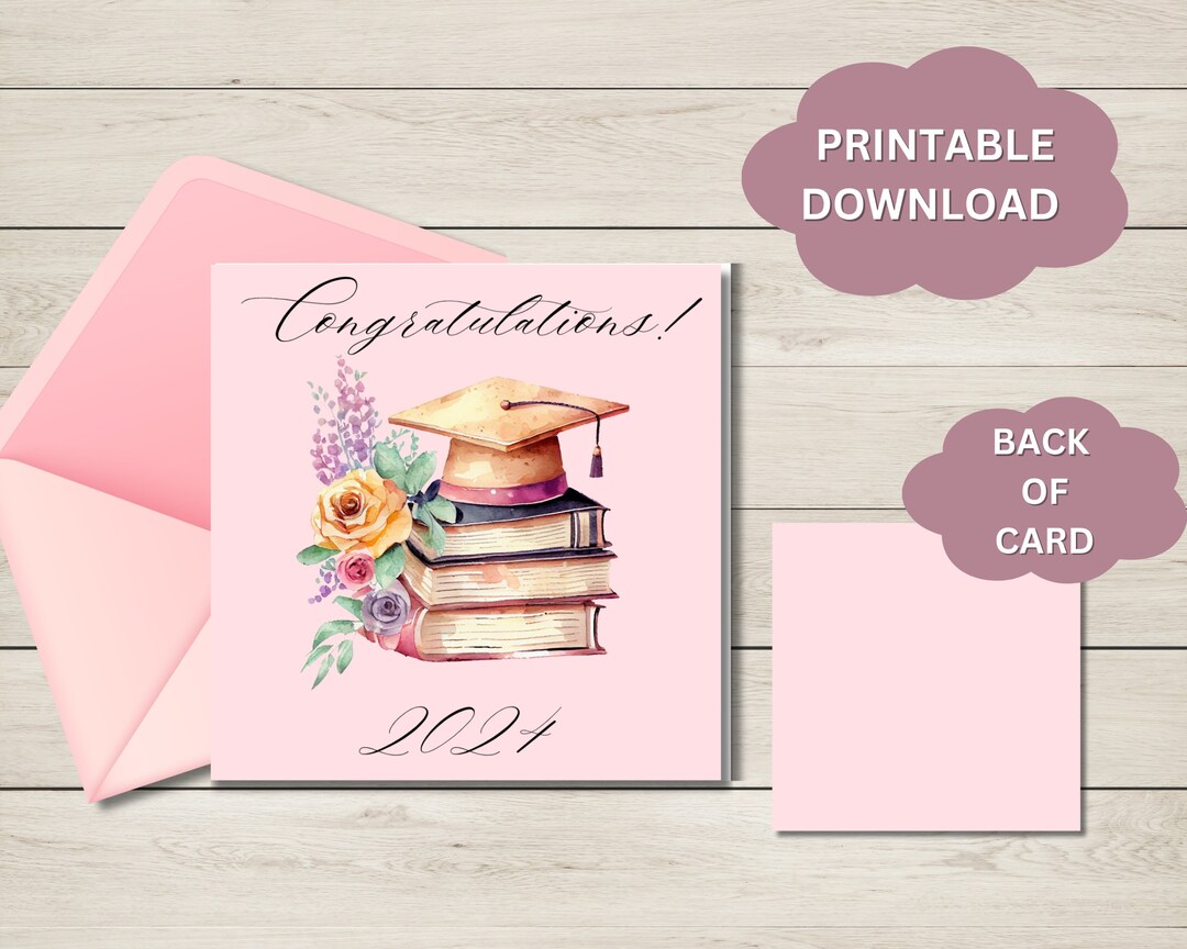 Two Printable 4x4 Cards L Graduation Card 2024 Grad Card Printable ...