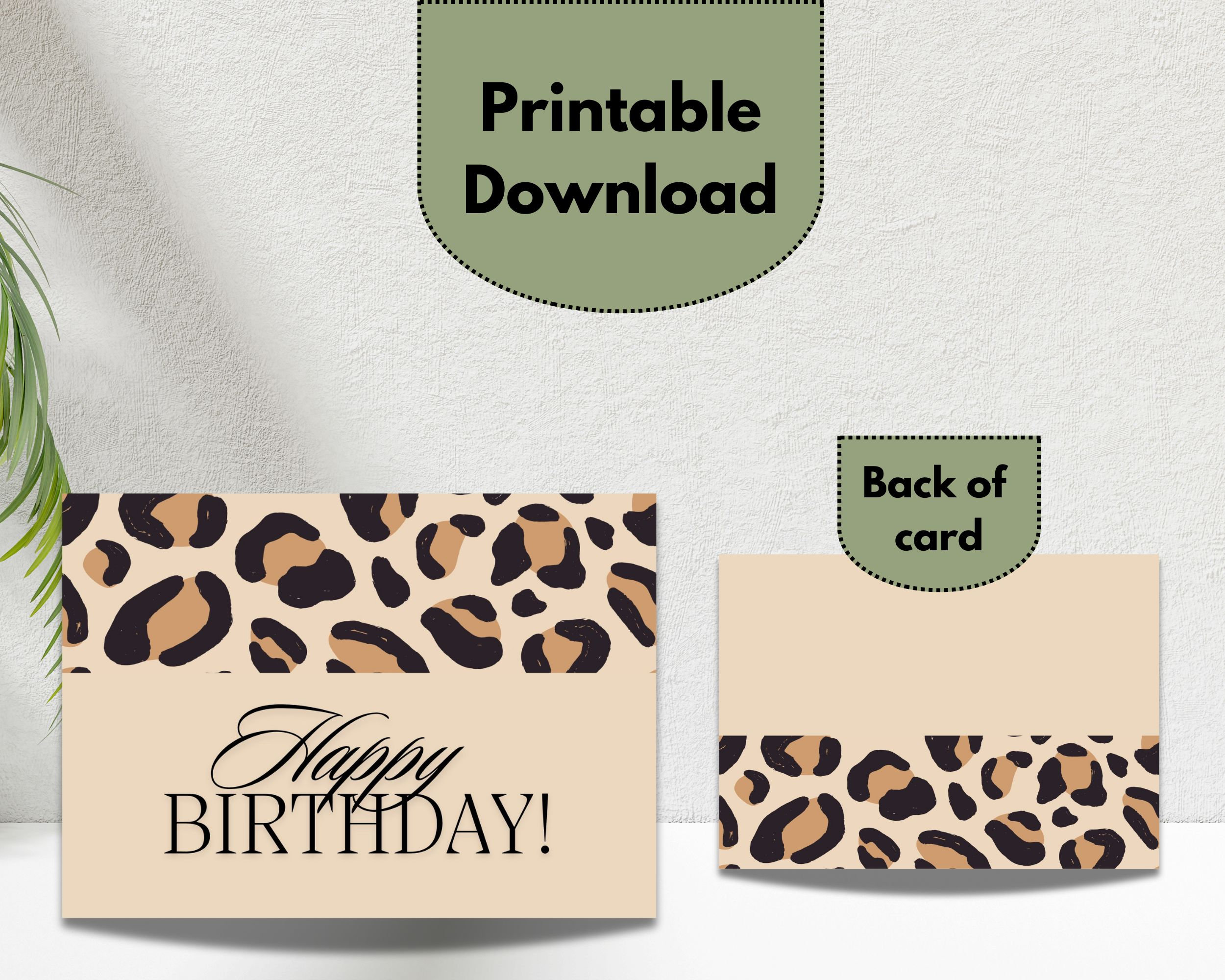 Printable 7x5 Happy Birthday Card | Leopard Birthday Card Print ...