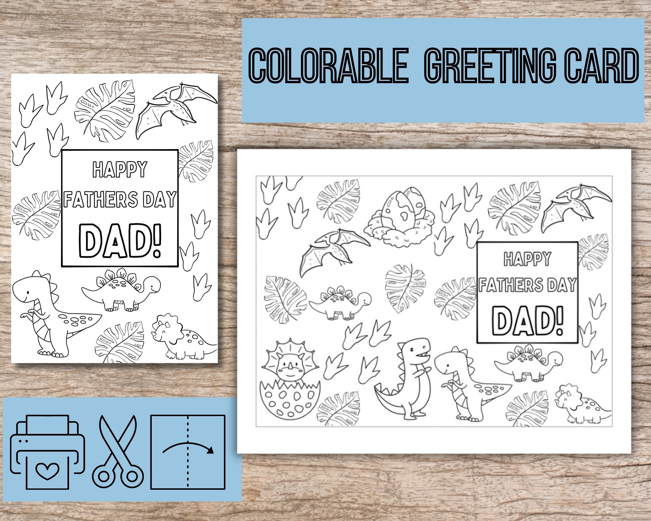 Printable 5x7 Fathers Day Coloring Card Colorable Card Fathers Day Card ...