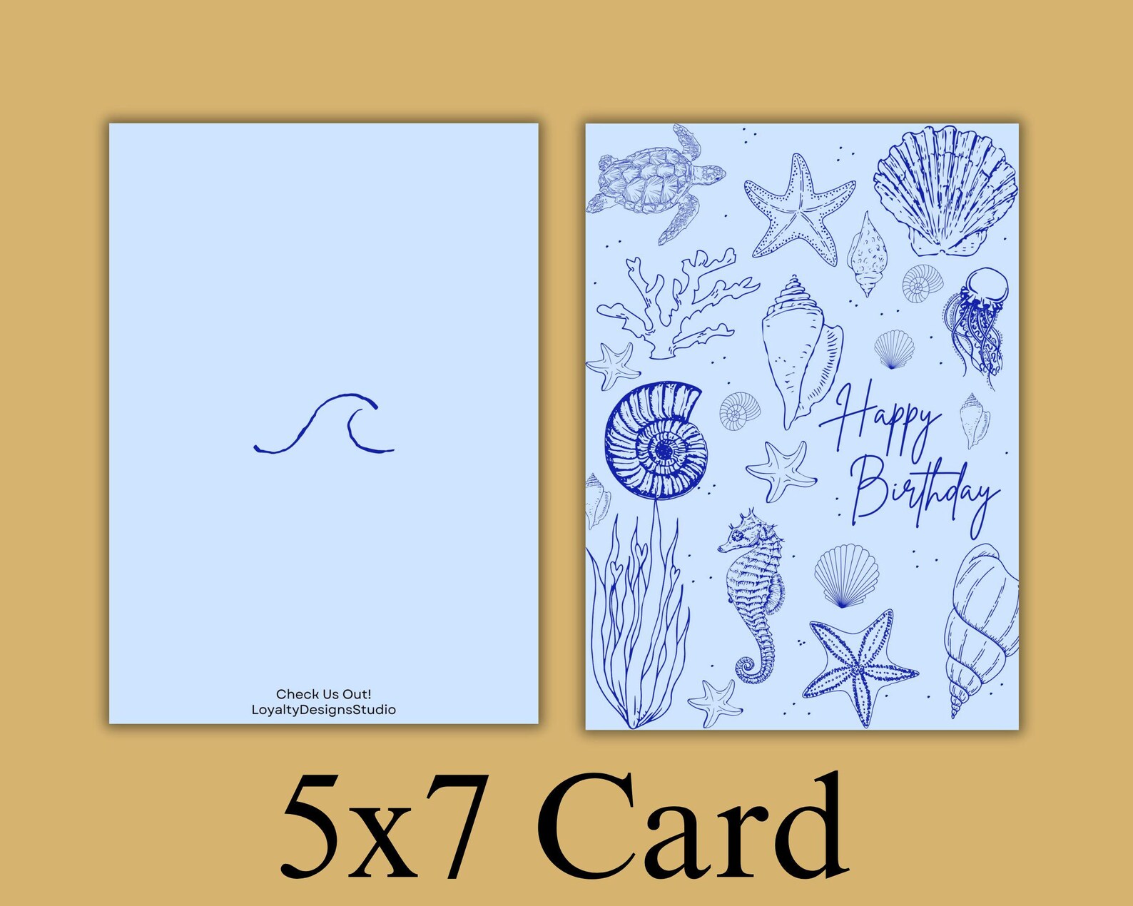 Printable 5x7 Happy Birthday Card | Seashell Birthday Card | Birthday ...