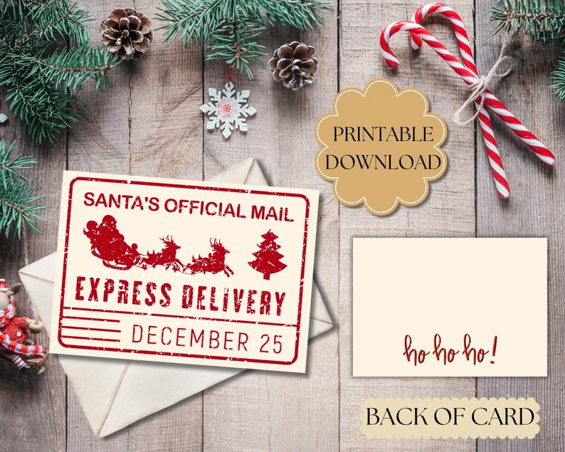 Printable 5x7 Card L Christmas Card | Letter From Santa | Santa ...