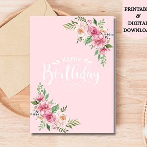 Printable 5x7 Happy Birthday Card | Floral Birthday Card | Birthday ...