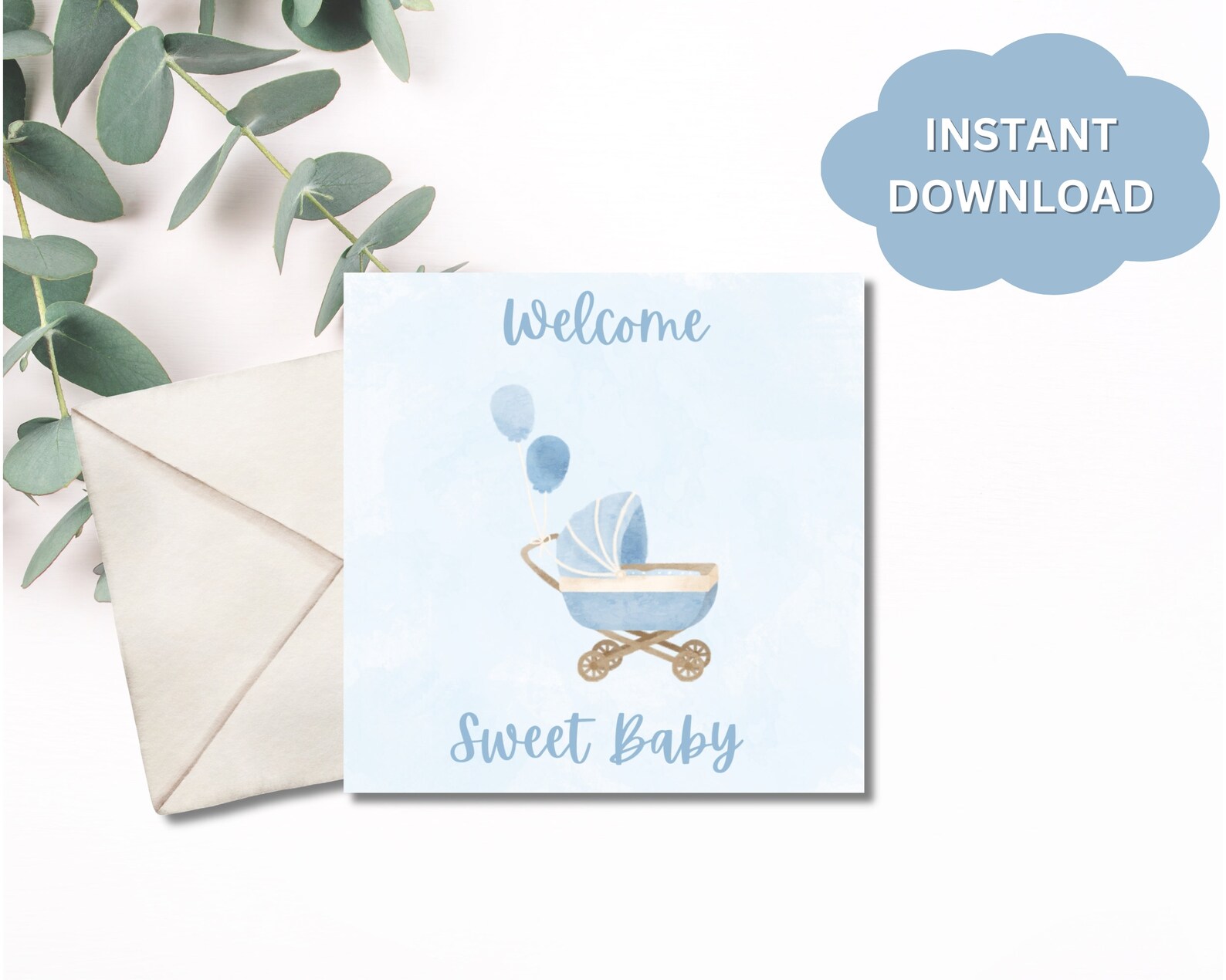 Printable 4x4 Baby Cards L Baby Boy Card | Baby Card | Printable Cards ...