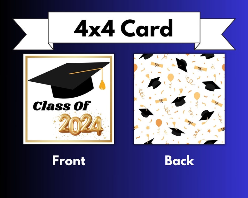 Two Printable 4x4 Card L Graduation Card 2024 Grad Card Printable Cards ...
