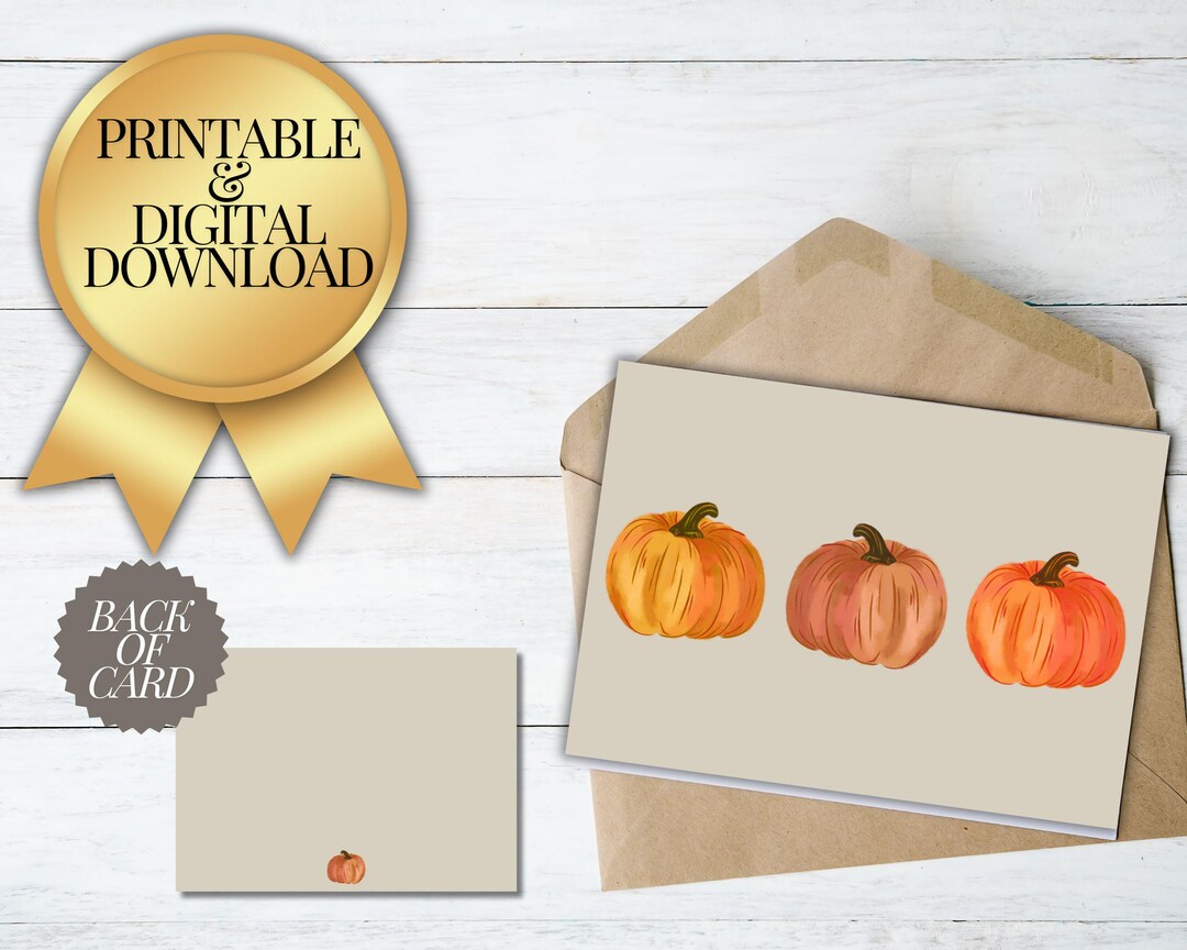 Printable 7x5 Pumpkin Card | Fall Card | Digital Fall Card | Printable ...