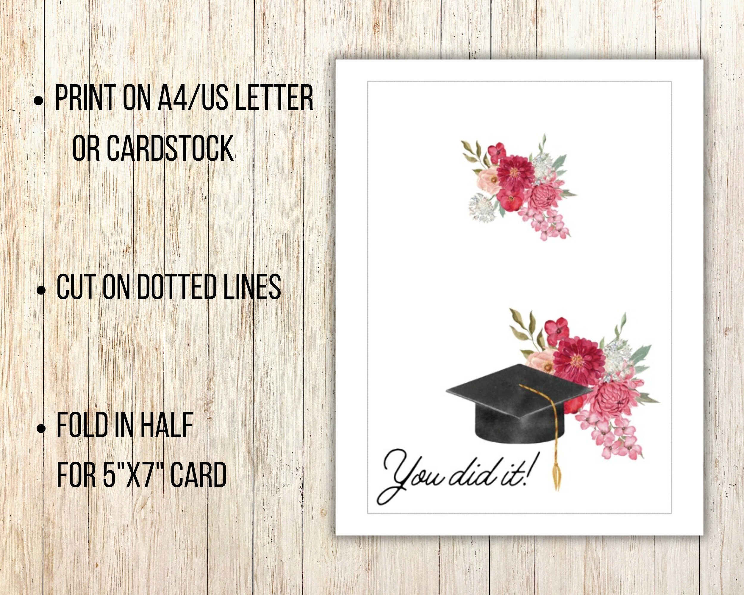 Printable 5x7 Card L Graduation Card 2024 Grad Card Printable Cards ...