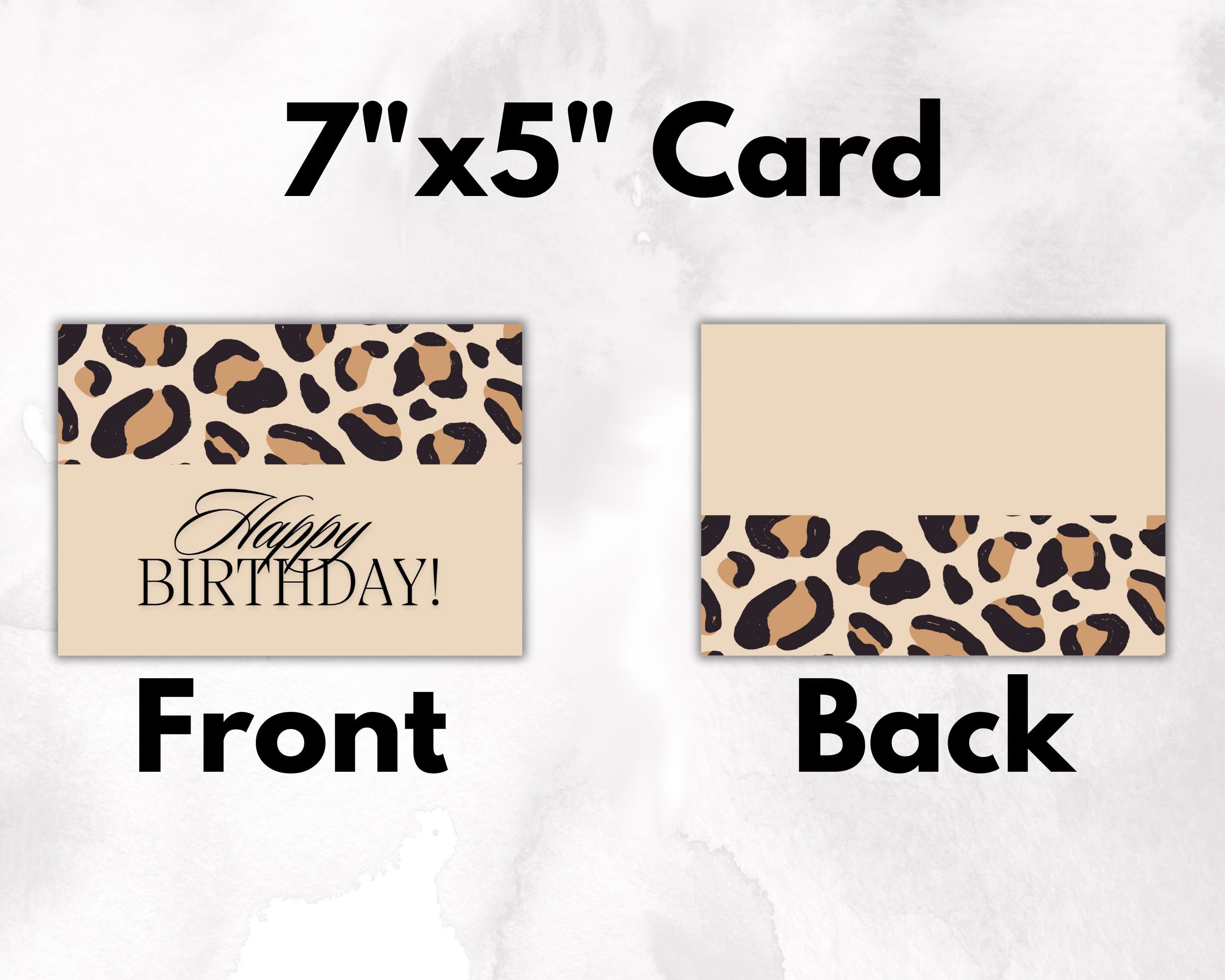 Printable 7x5 Happy Birthday Card | Leopard Birthday Card Print ...