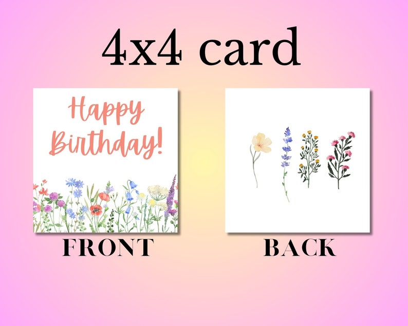 Two Printable 4x4 Cards L Happy Birthday Card | Happy Birthday | Printable Cards | Digital ...