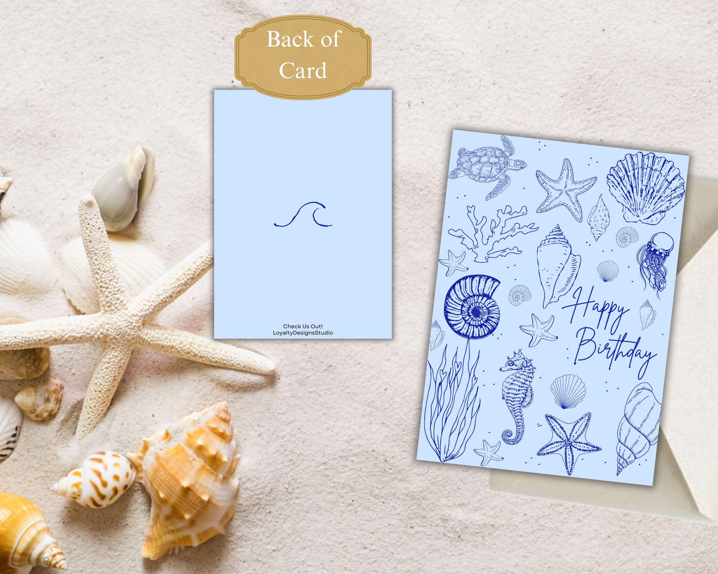 Printable 5x7 Happy Birthday Card | Seashell Birthday Card | Birthday ...