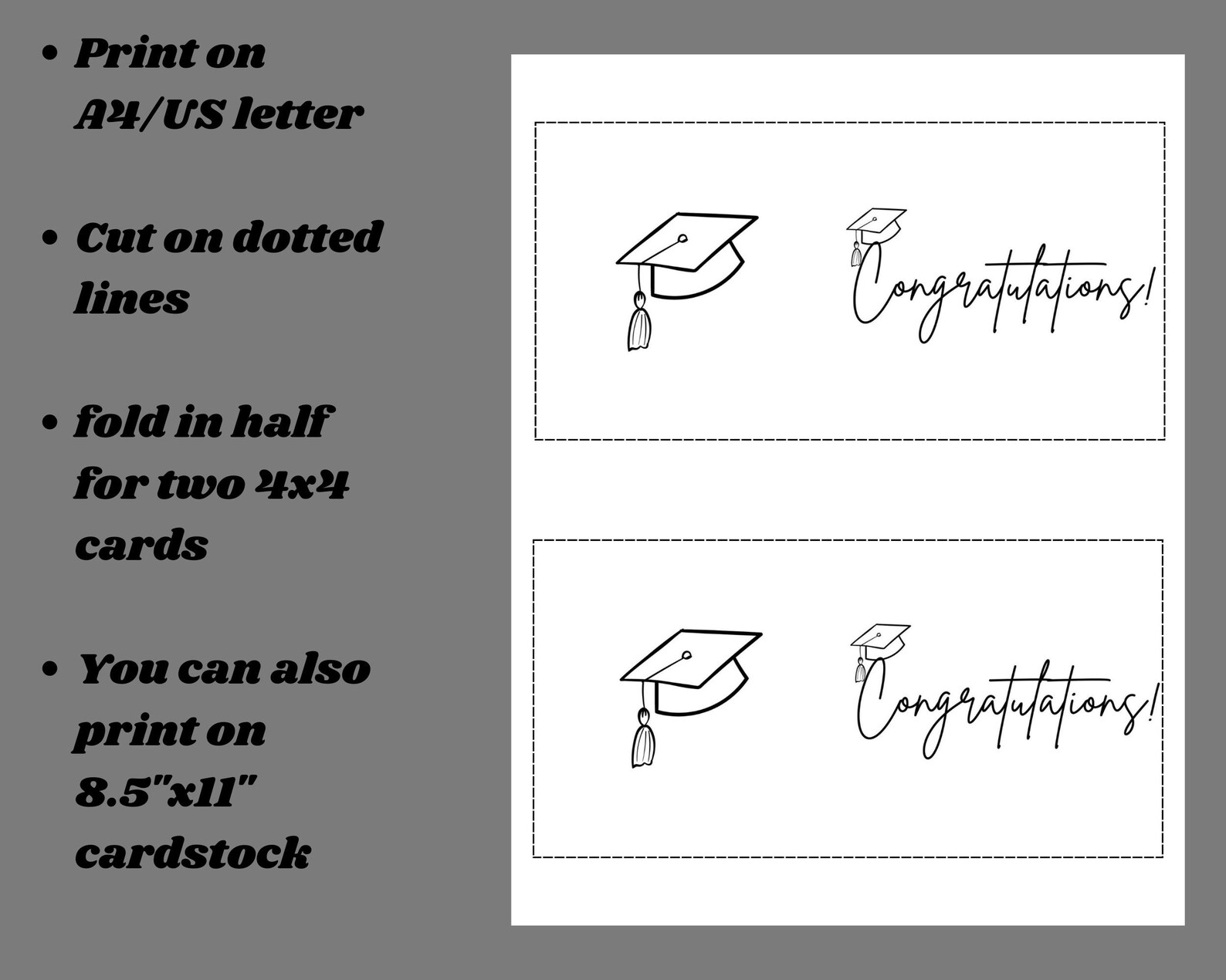 Two Printable 4x4 Cards L Graduation Card | 2024 Grad Card | Printable ...