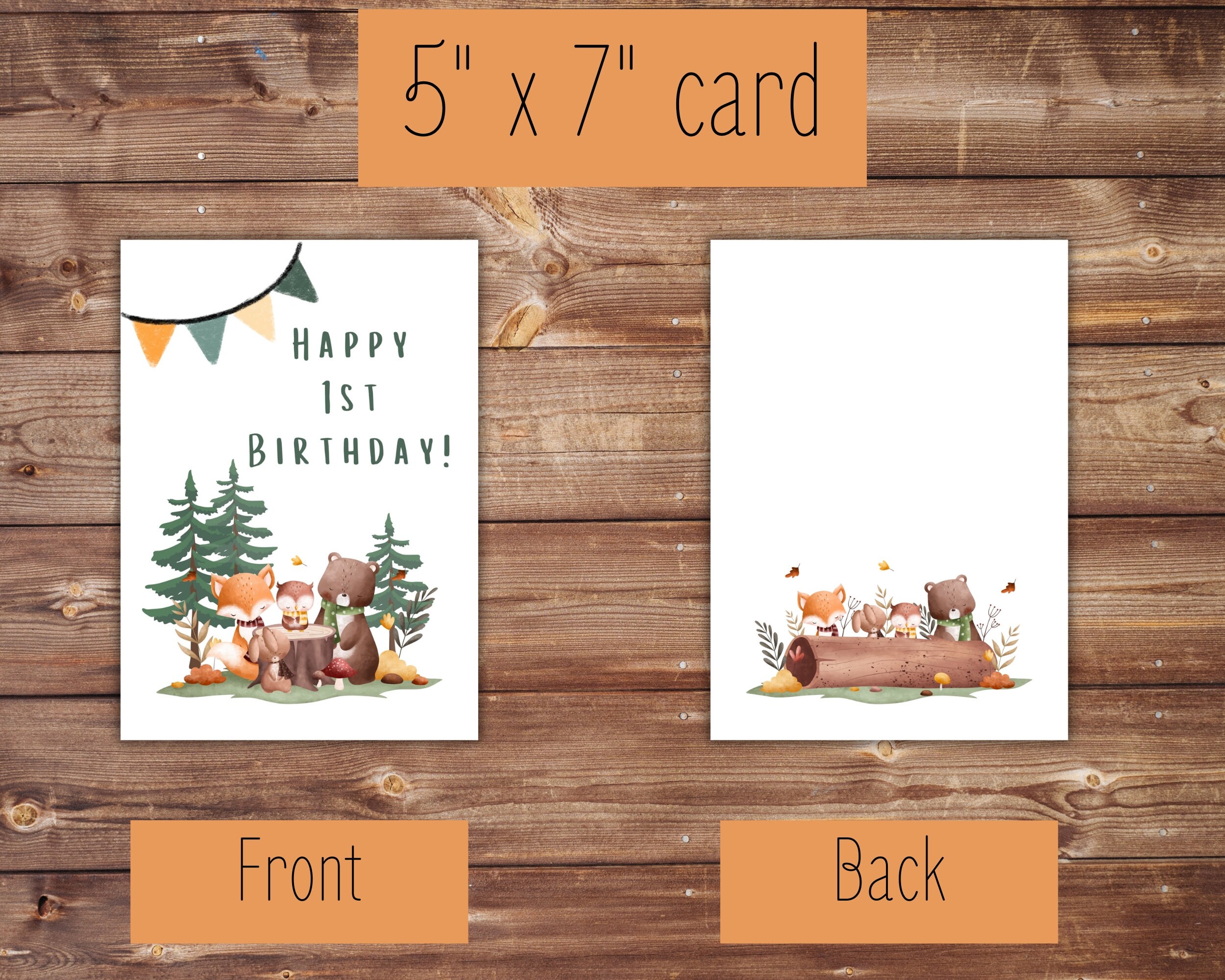 Printable 5x7 Birthday Card L Boy Card | 1st Birthday Card | Digital ...