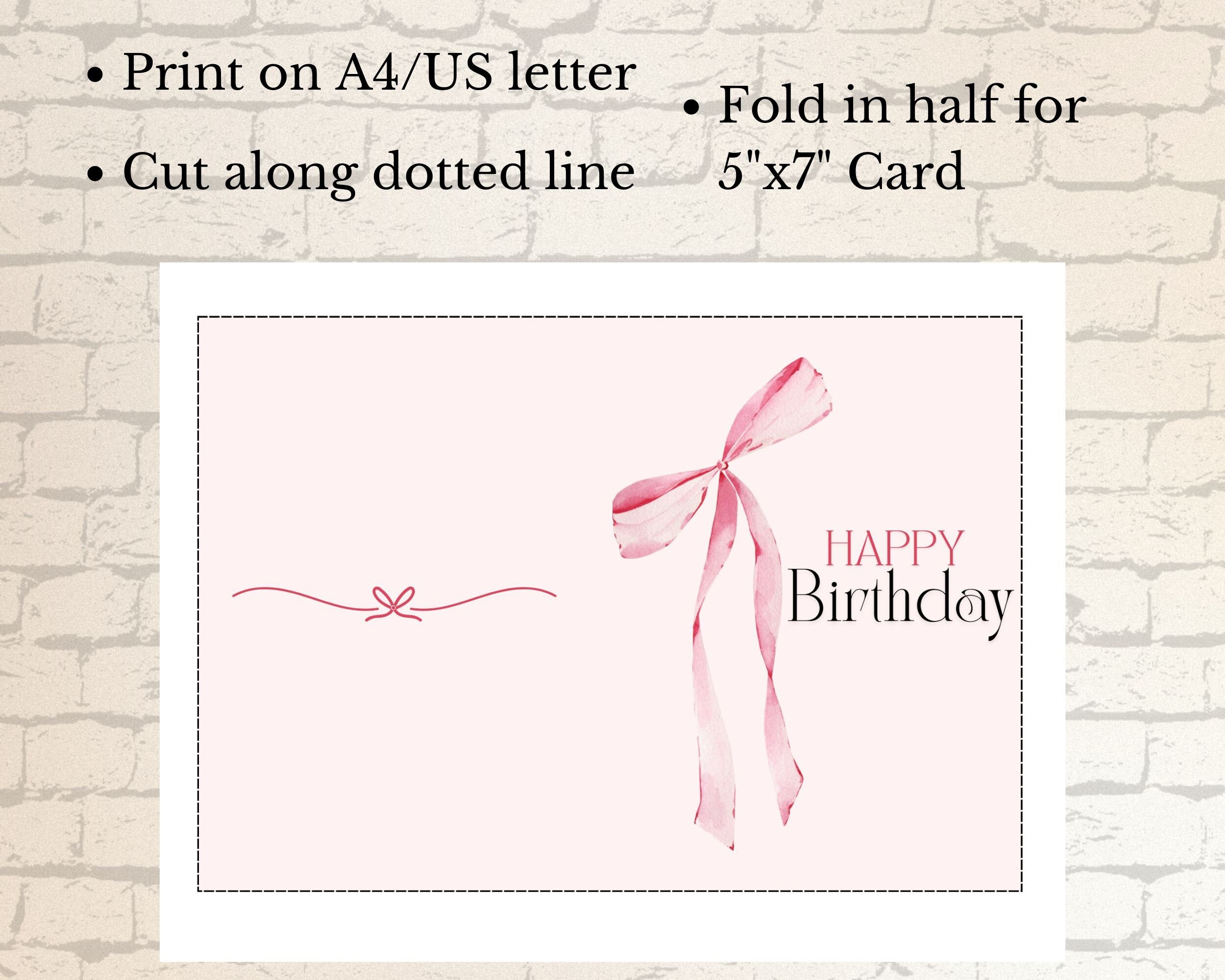 Printable 5x7 Birthday Card L Birthday Card | Digital Download| Girly ...