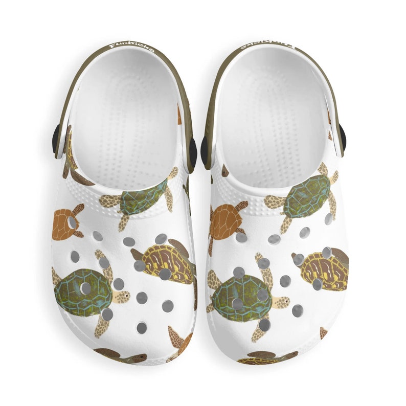 Kids Sea Turtles CLOG Style Funkicks, Birthday Gift Animals Turtles ...
