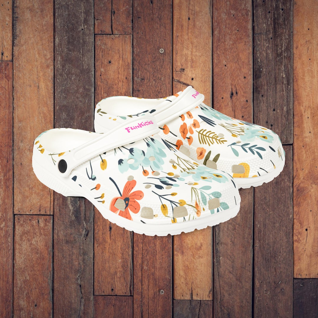 Flowers Floral Adult CLOG Style Funkicks, Comfortable Gifts for Her ...