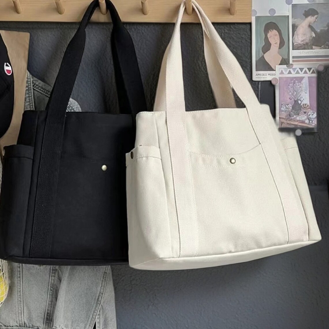 Canvas Tote Bag, Ladies' Commuter Handbag, Student Lunch Box Carrier ...
