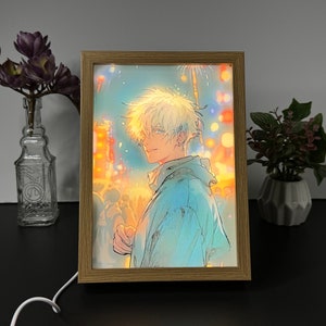 JJK Gojo Anime Light Frame Box Painting Decor - Etsy