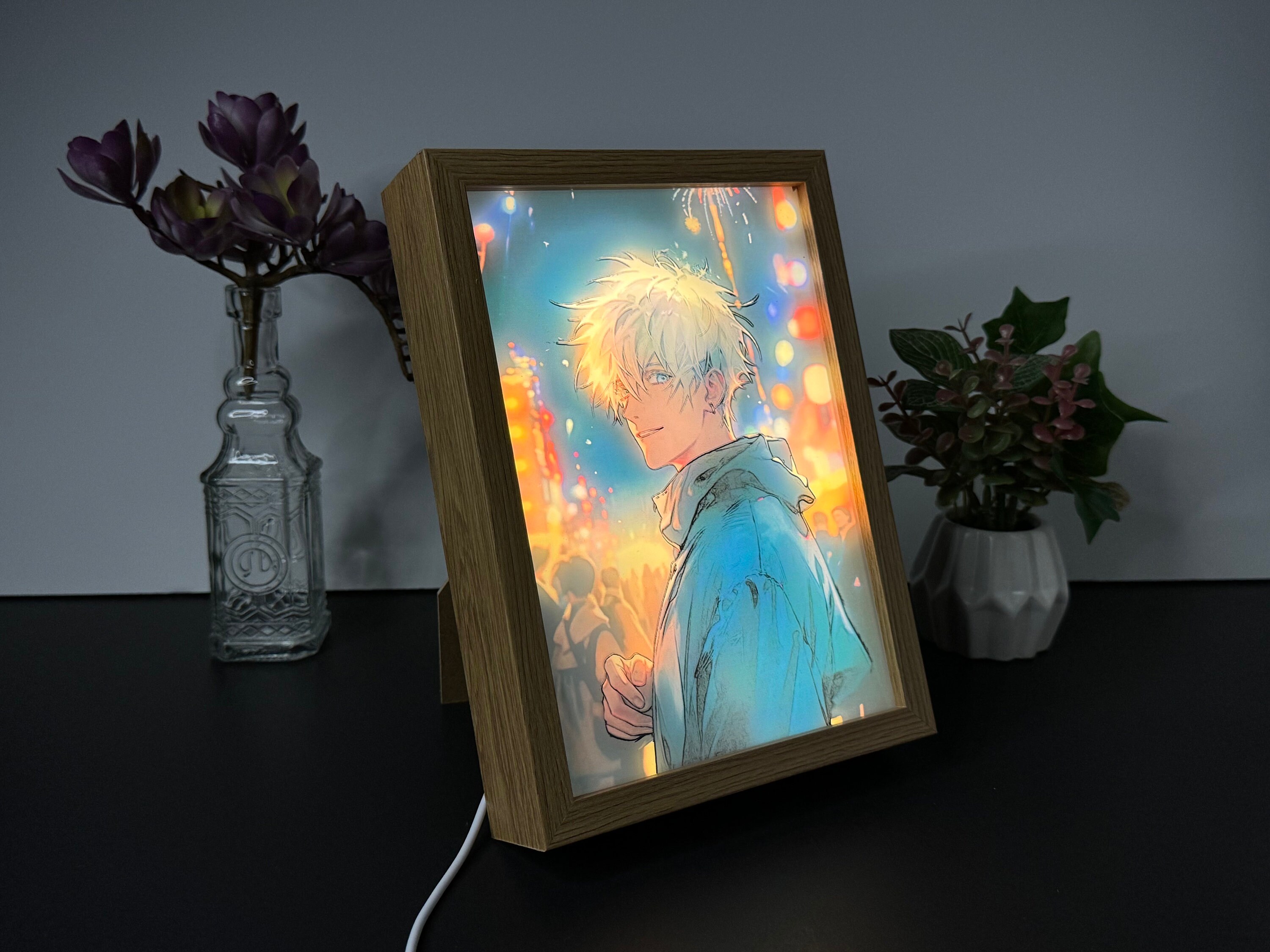 JJK Gojo Anime Light Frame Box Painting Decor - Etsy