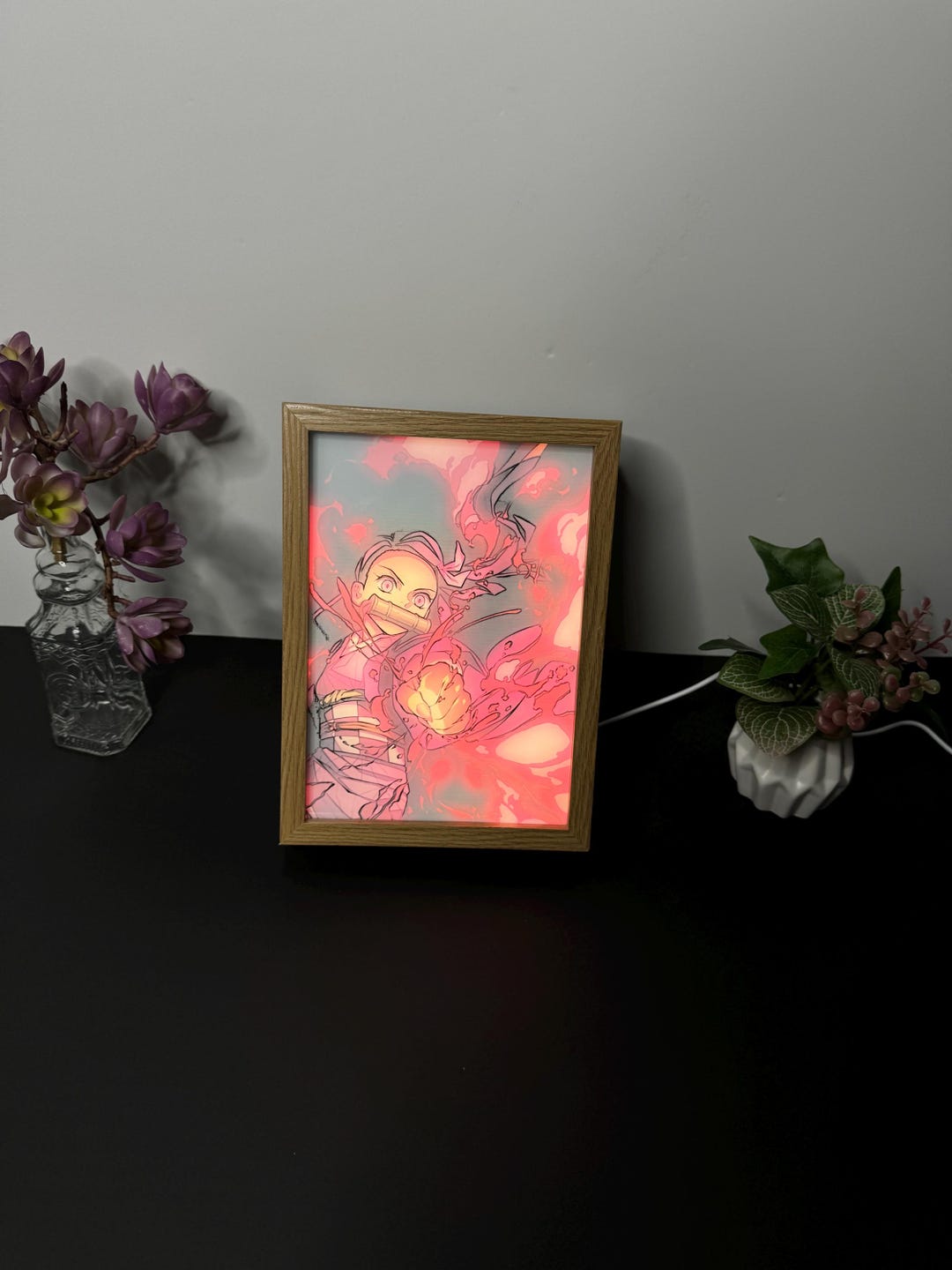 Nezuko Slayer Anime Light Frame Box Painting Decor Night Light - Etsy