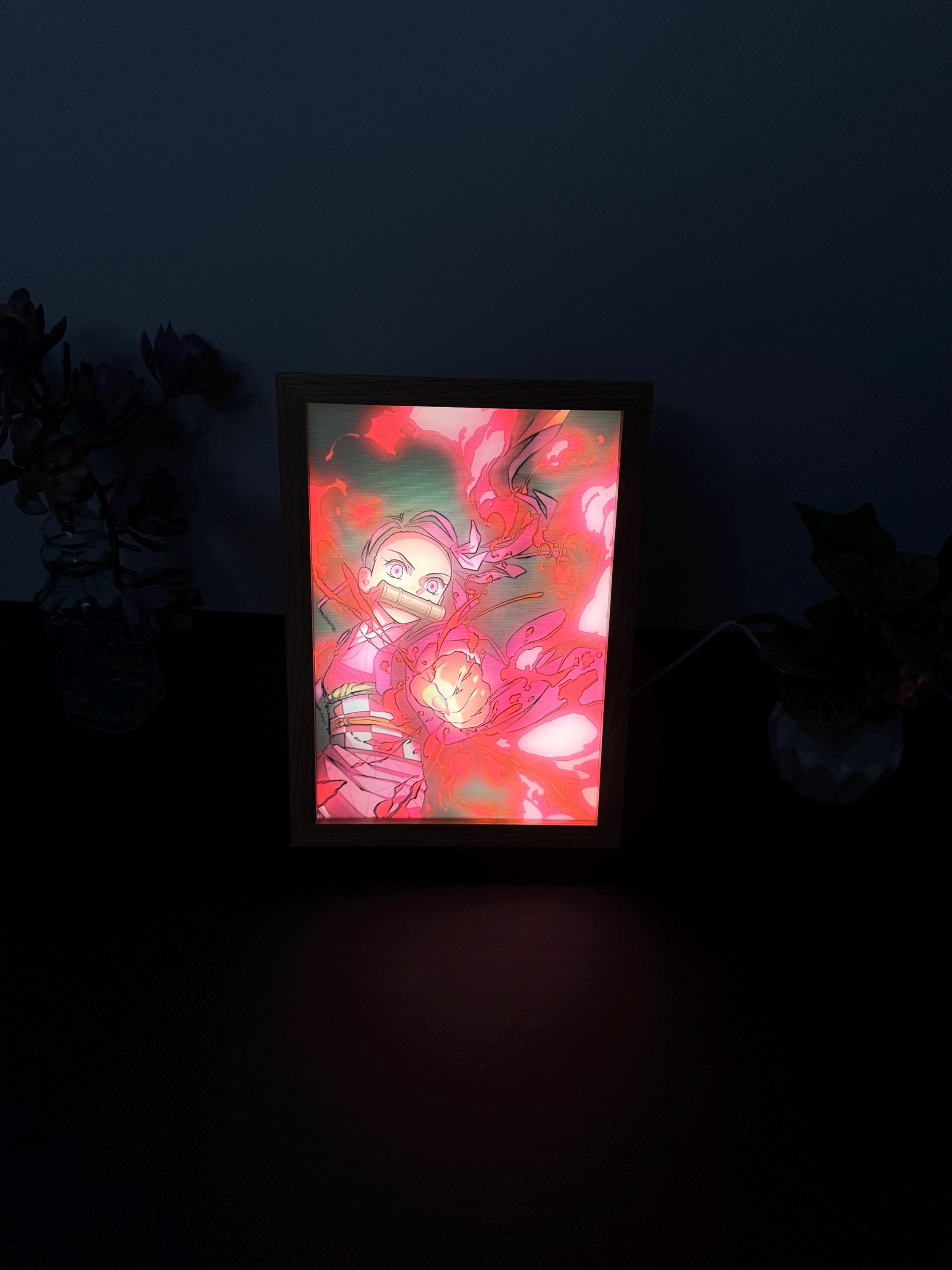 Nezuko Slayer Anime Light Frame Box Painting Decor Night Light - Etsy