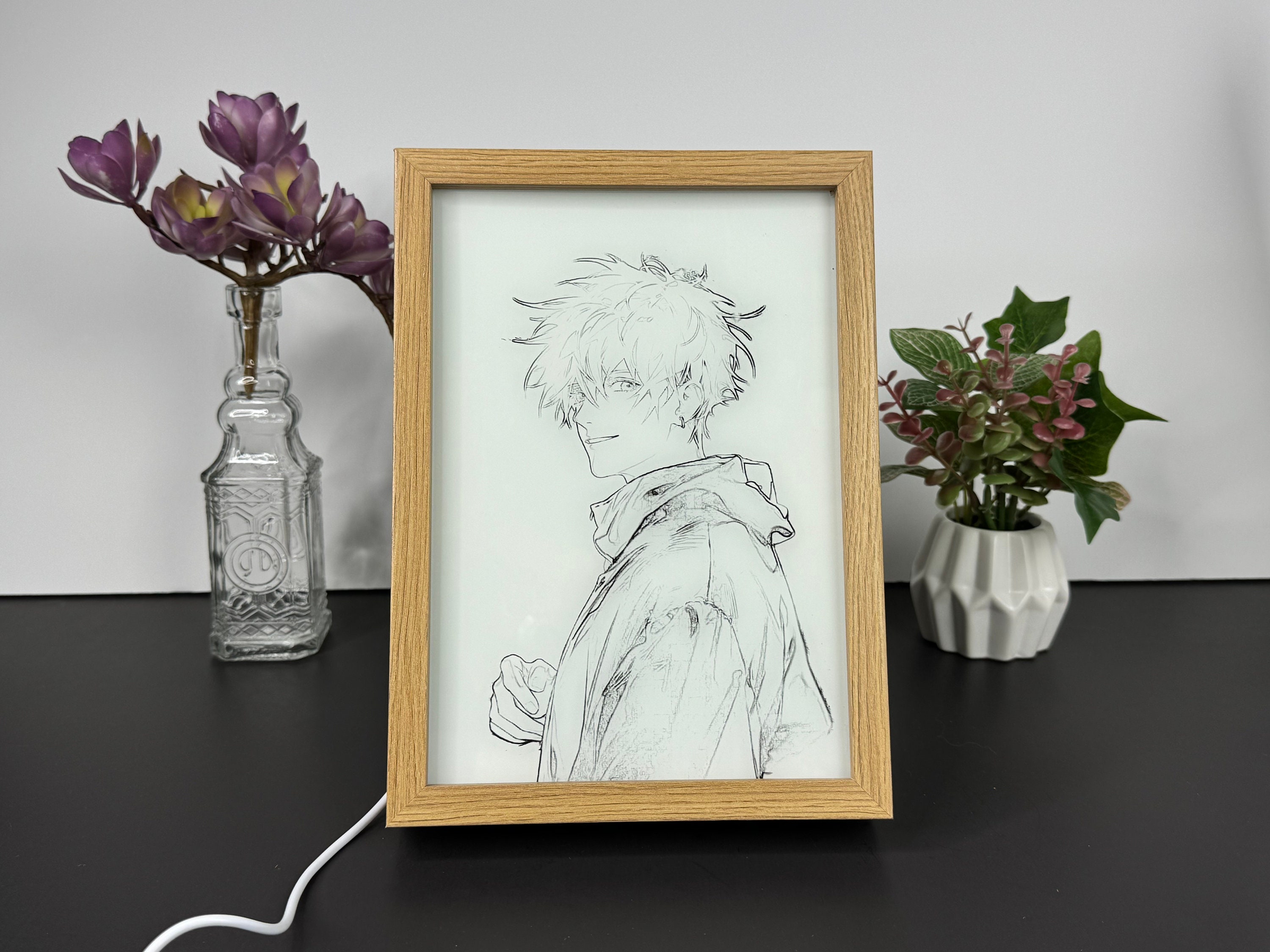 JJK Gojo Anime Light Frame Box Painting Decor - Etsy