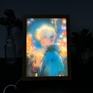 JJK Gojo Anime Light Frame Box Painting Decor - Etsy