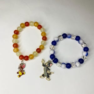 Tom & Jerry Beaded Charm Bracelet: Handmade Cartoon Jewelry - Etsy