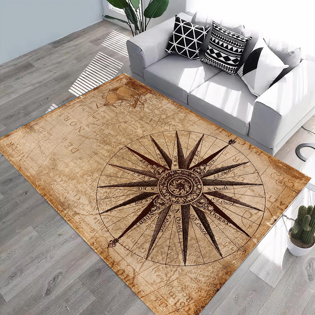 Compass Rug,compass Decor Rug,old Map Rug,living Room Rug,area Rug,goth ...