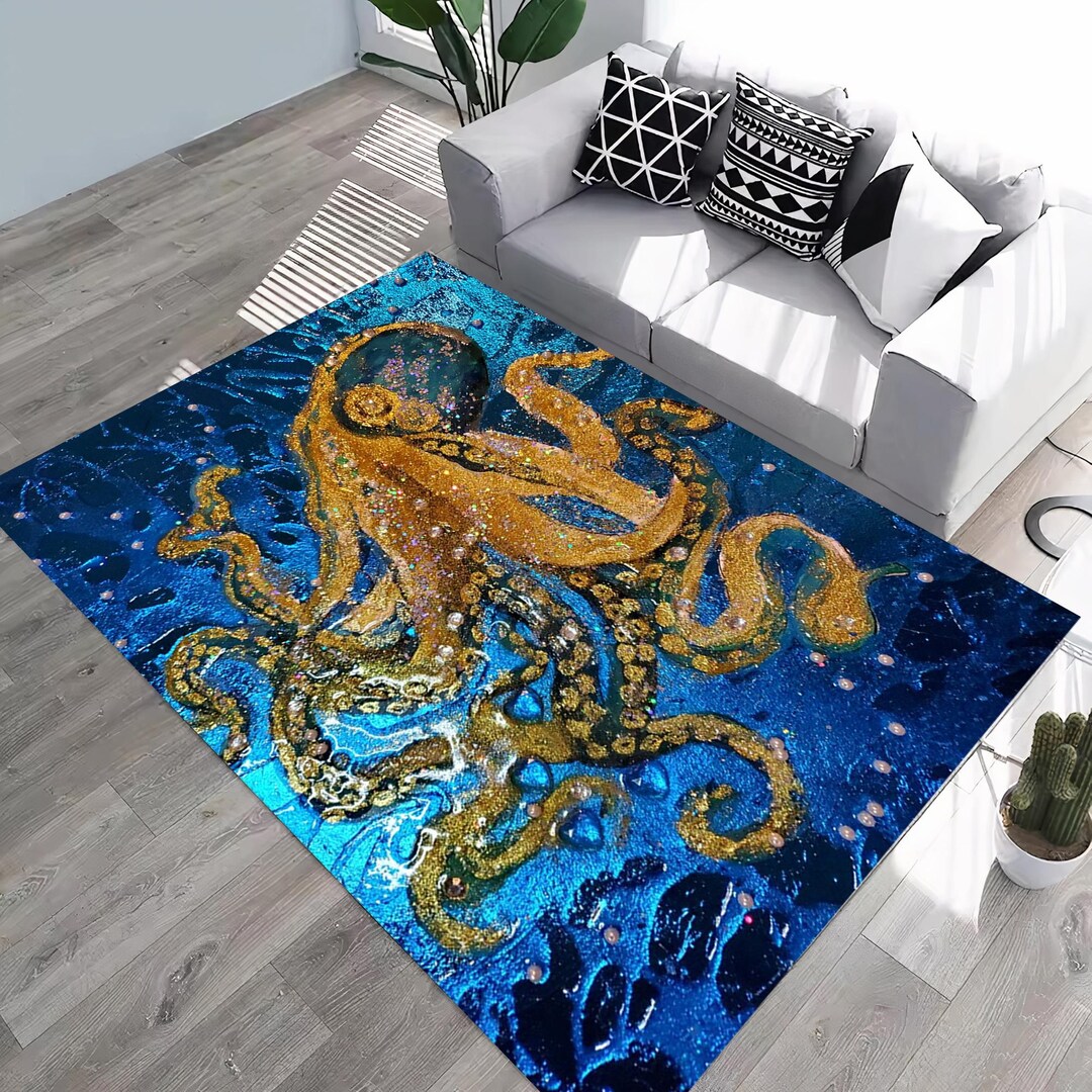 Octopus Rug,sea Monster Rug,comic Rug,clown Rug,custom Rug,living Room ...