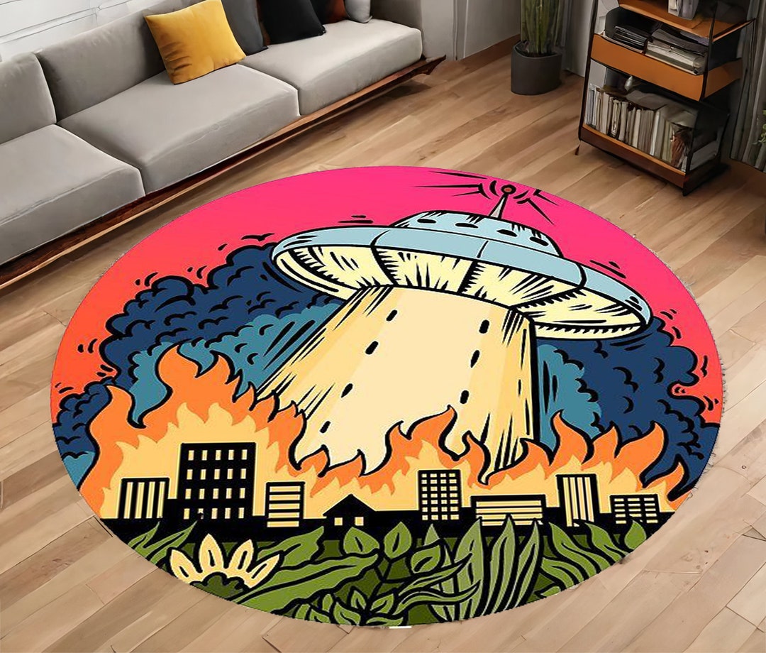 Ufo Rug,alien Rug,round Rug,space Ship Rug,round Area Rug,planetrug ...