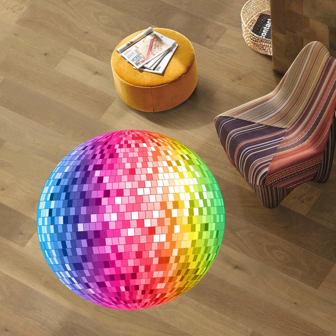 Disco Ball Rug,disco Decor Rug,coloruful Disco Ball,disco Rug,round ...