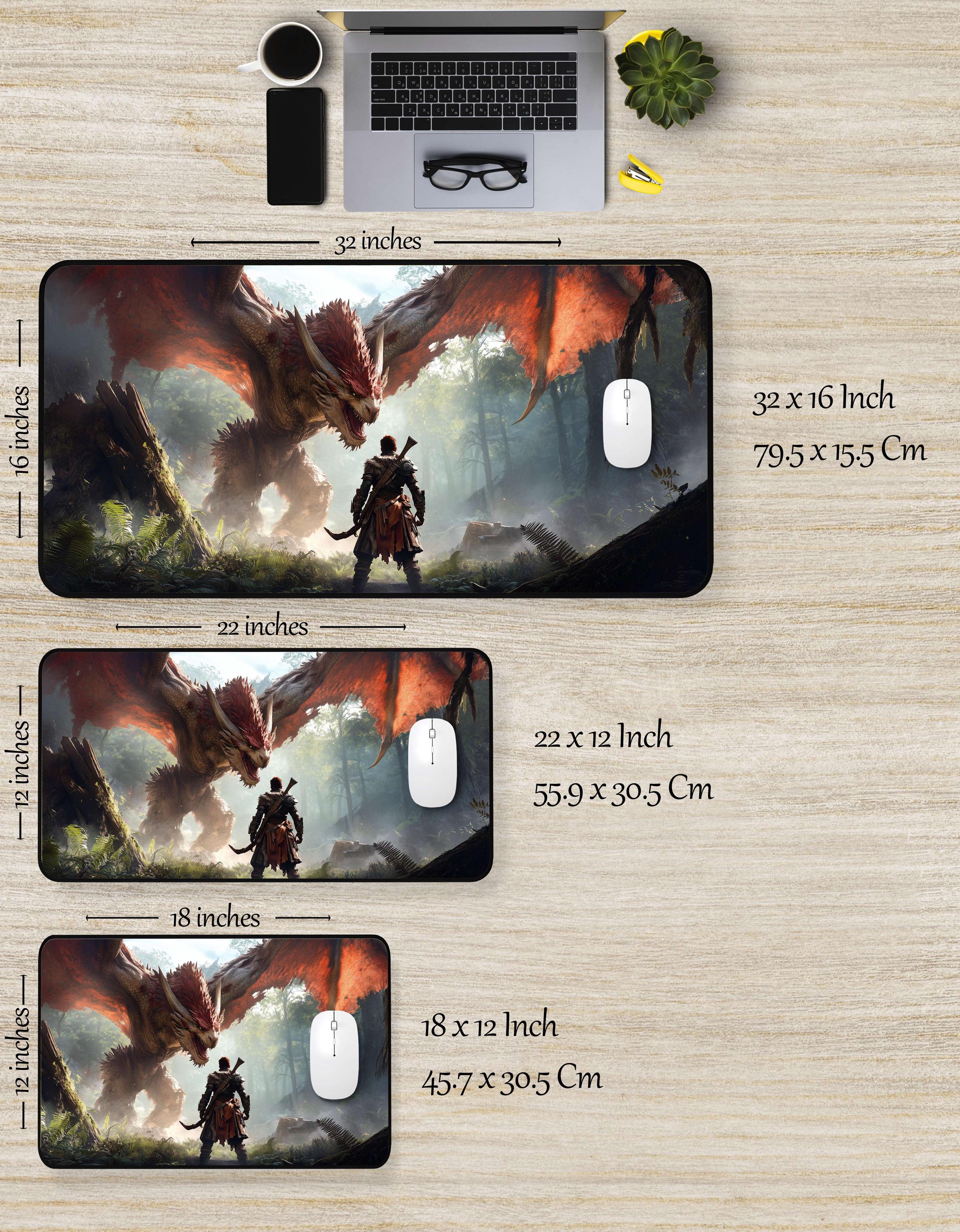Monster Hunter Dragon, Aesthetic Desk Pad, Gaming Mousepad XL, Art ...