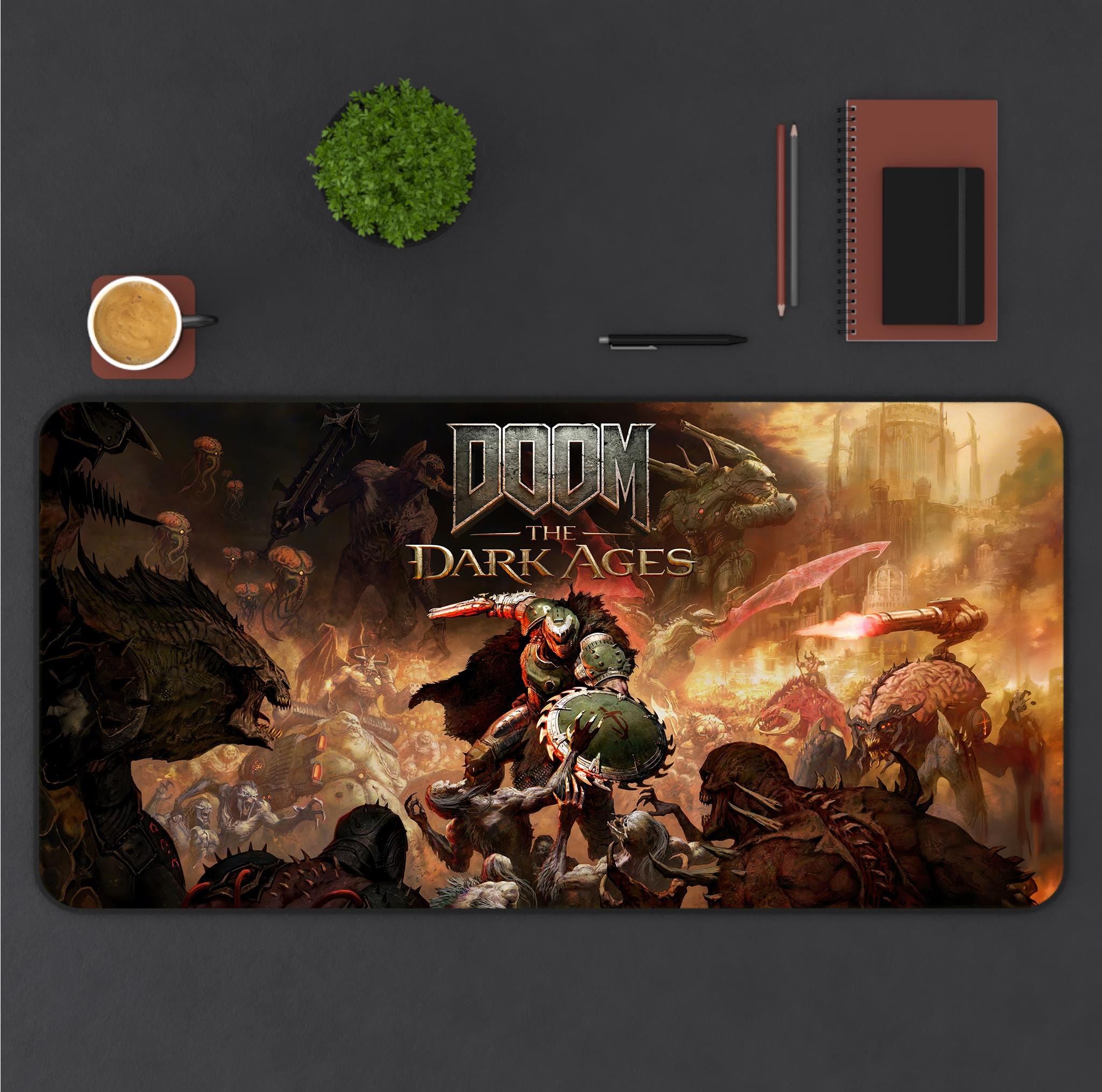 Doom Dark Age, Fight Demon , Aesthetic Desk Pad, Gaming Mousepad XL ...