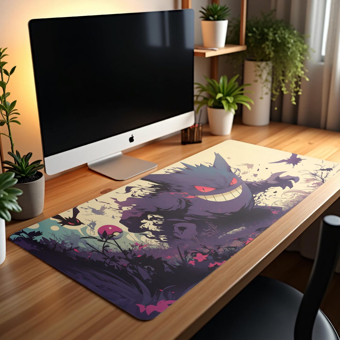 Gengar, Aesthetic Desk Pad, Gaming Mousepad XL, Art Nouveau Inspired ...