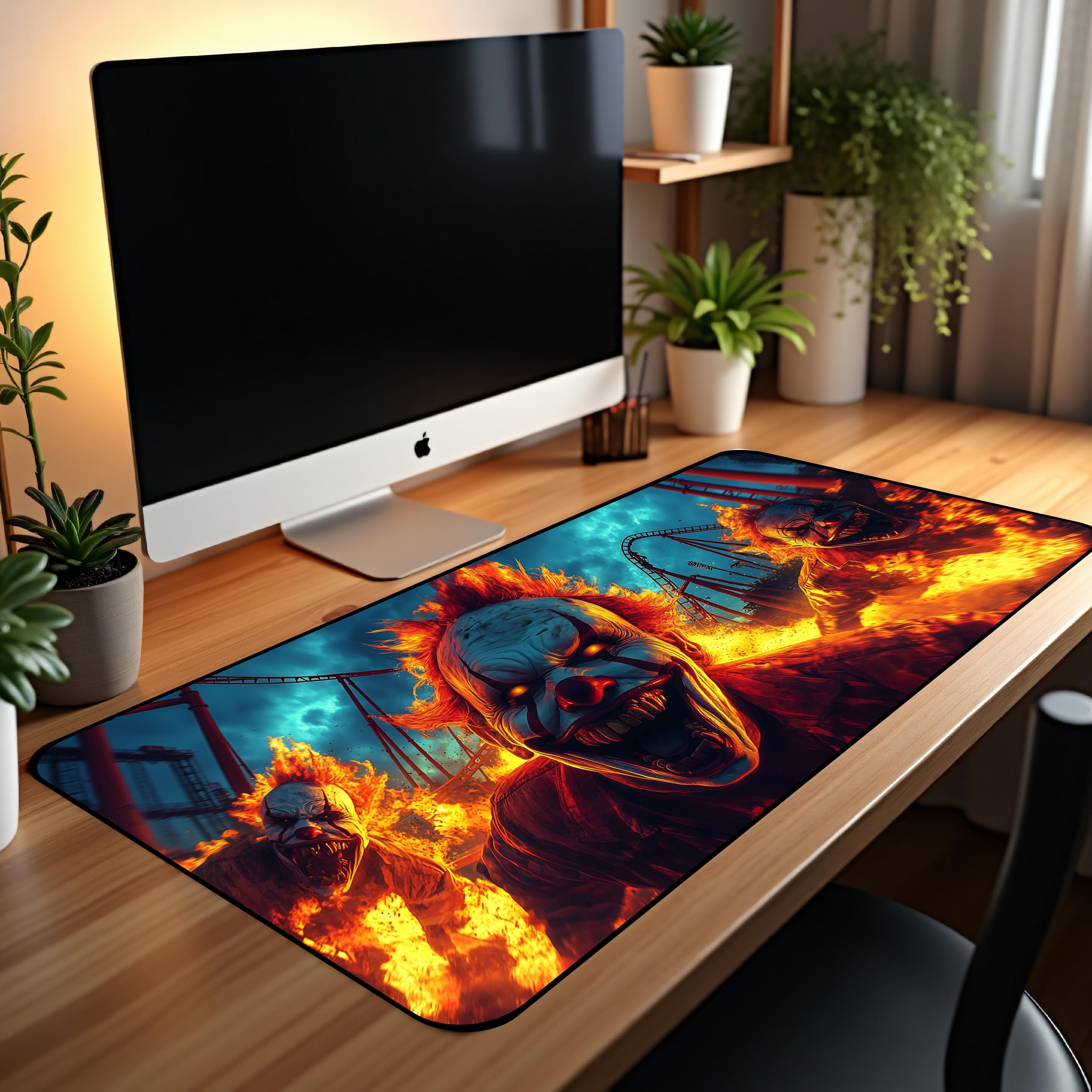 Scary Clown, Aesthetic Desk Pad, Gaming Mousepad XL, Art Nouveau ...