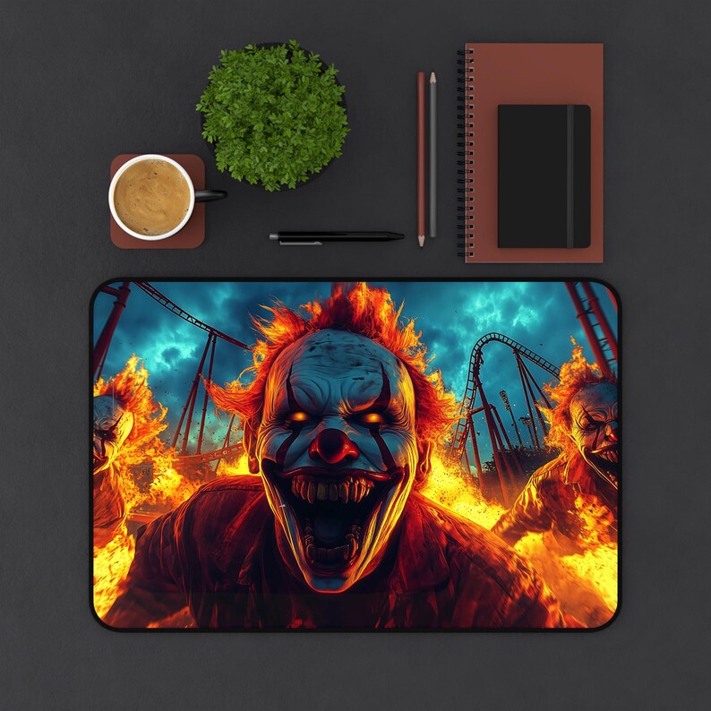 Scary Clown, Aesthetic Desk Pad, Gaming Mousepad XL, Art Nouveau ...