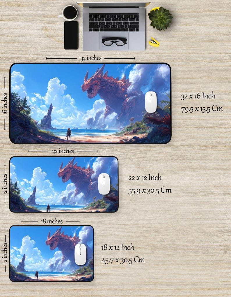 Giant Monster Hunter, Aesthetic Desk Pad, Gaming Mousepad XL, Art ...