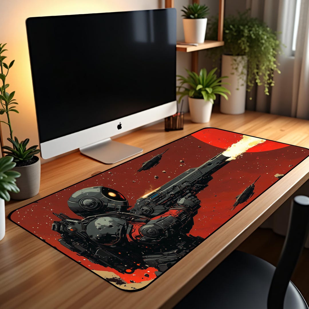 Scifi Soldier, Aesthetic Desk Pad, Gaming Mousepad XL, Art Nouveau ...