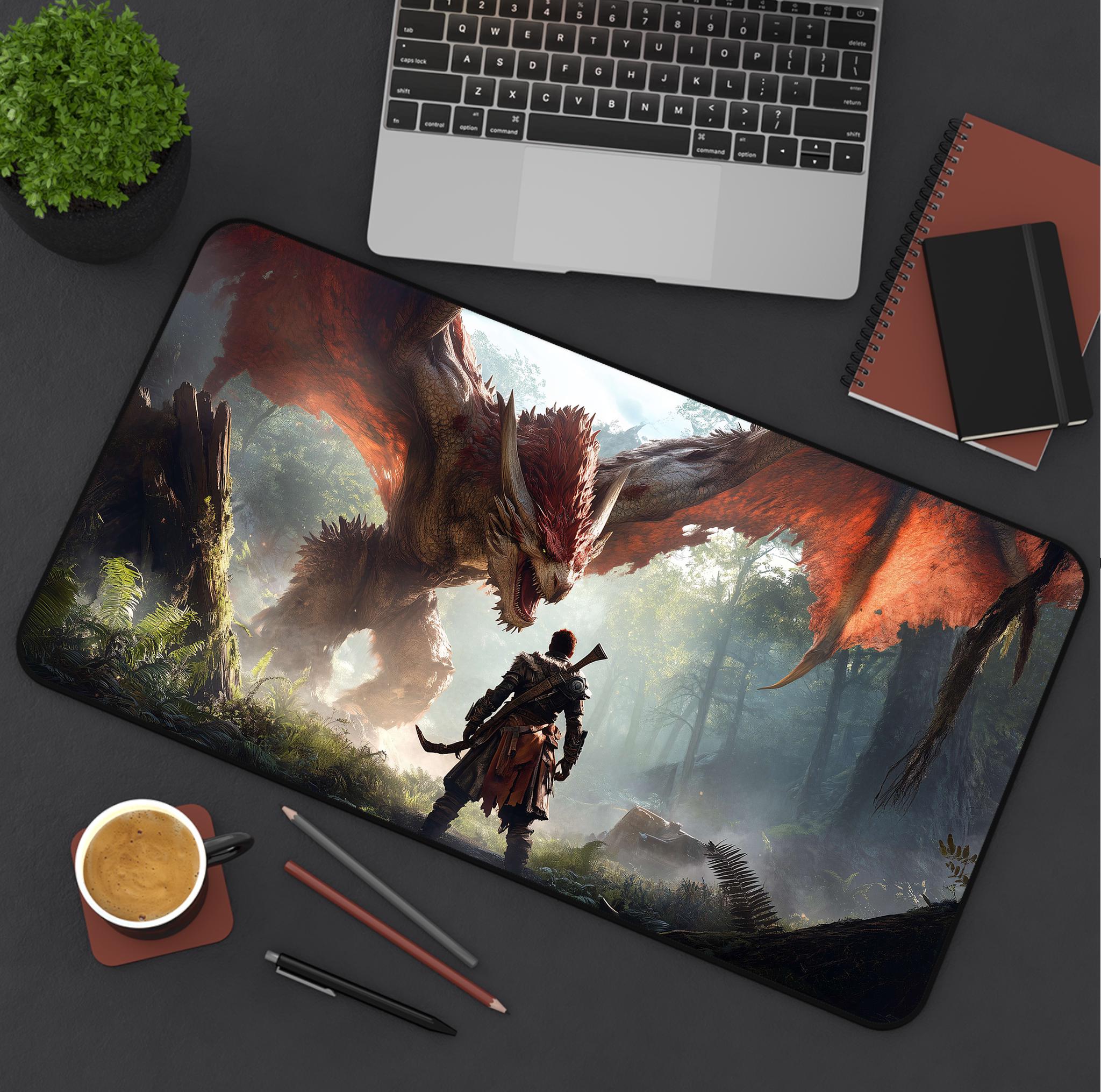 Monster Hunter Dragon, Aesthetic Desk Pad, Gaming Mousepad XL, Art ...