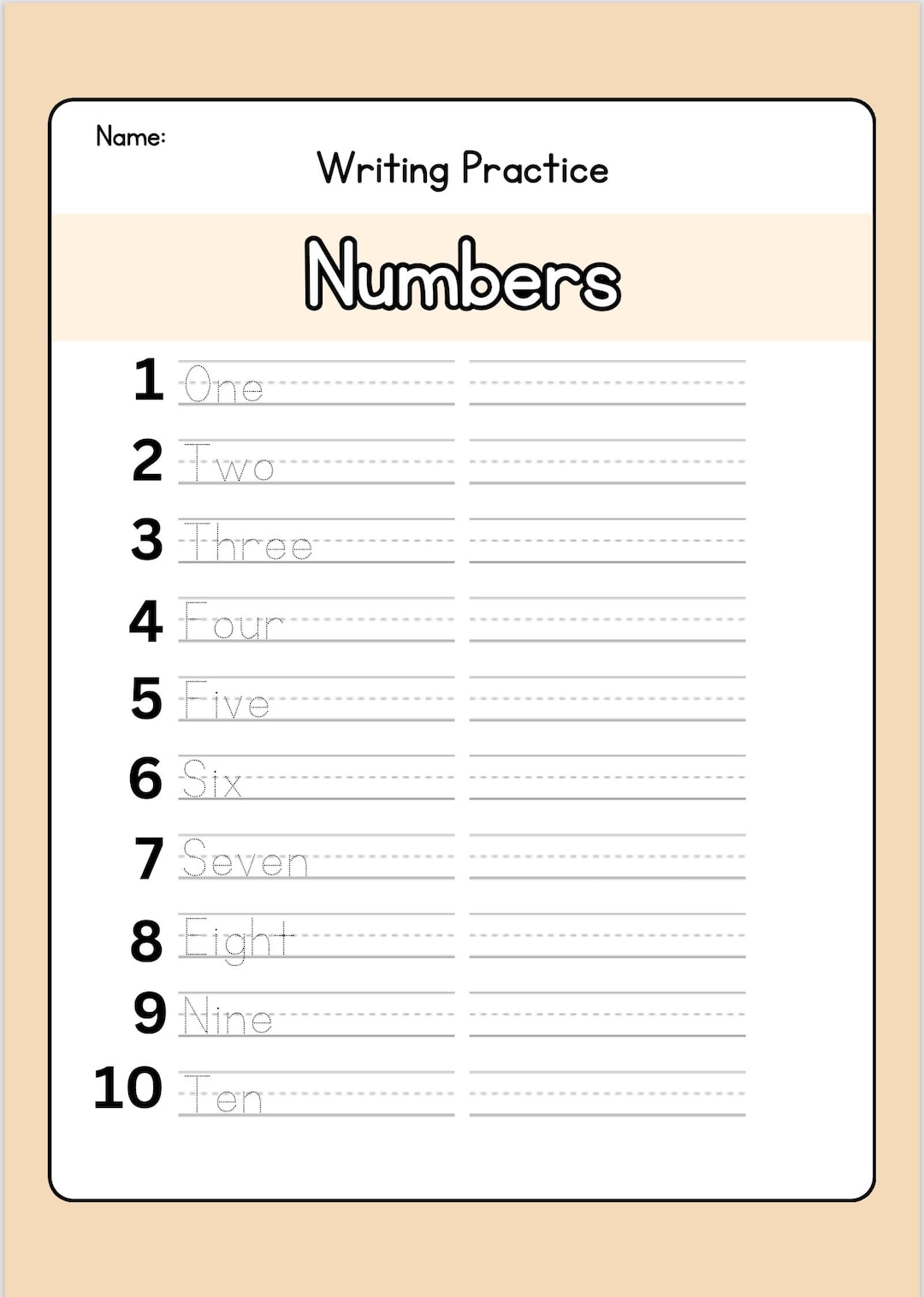 Number Spelling Practice Sheets - Learn to Spell Numbers 1-20, Kids ...