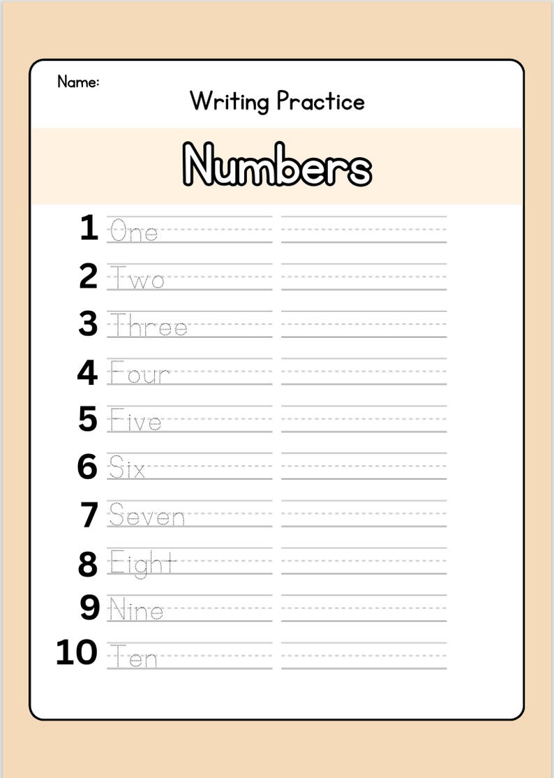 Number Spelling Practice Sheets - Learn to Spell Numbers 1-20, Kids ...