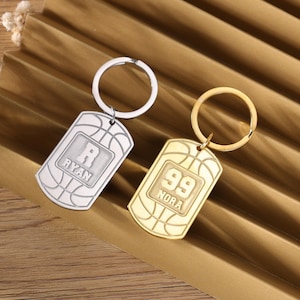Custom Name Keychain With Jersey Number, Personalized Basketball ...