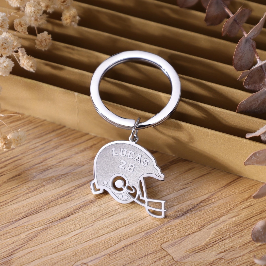 Custom Football Helmet Keychain With Jersey Number, Personalized ...