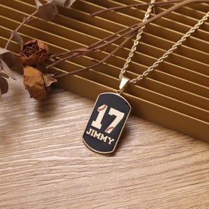 Custom Enamel Name Tag Necklace With Jersey Number, Personalized ...