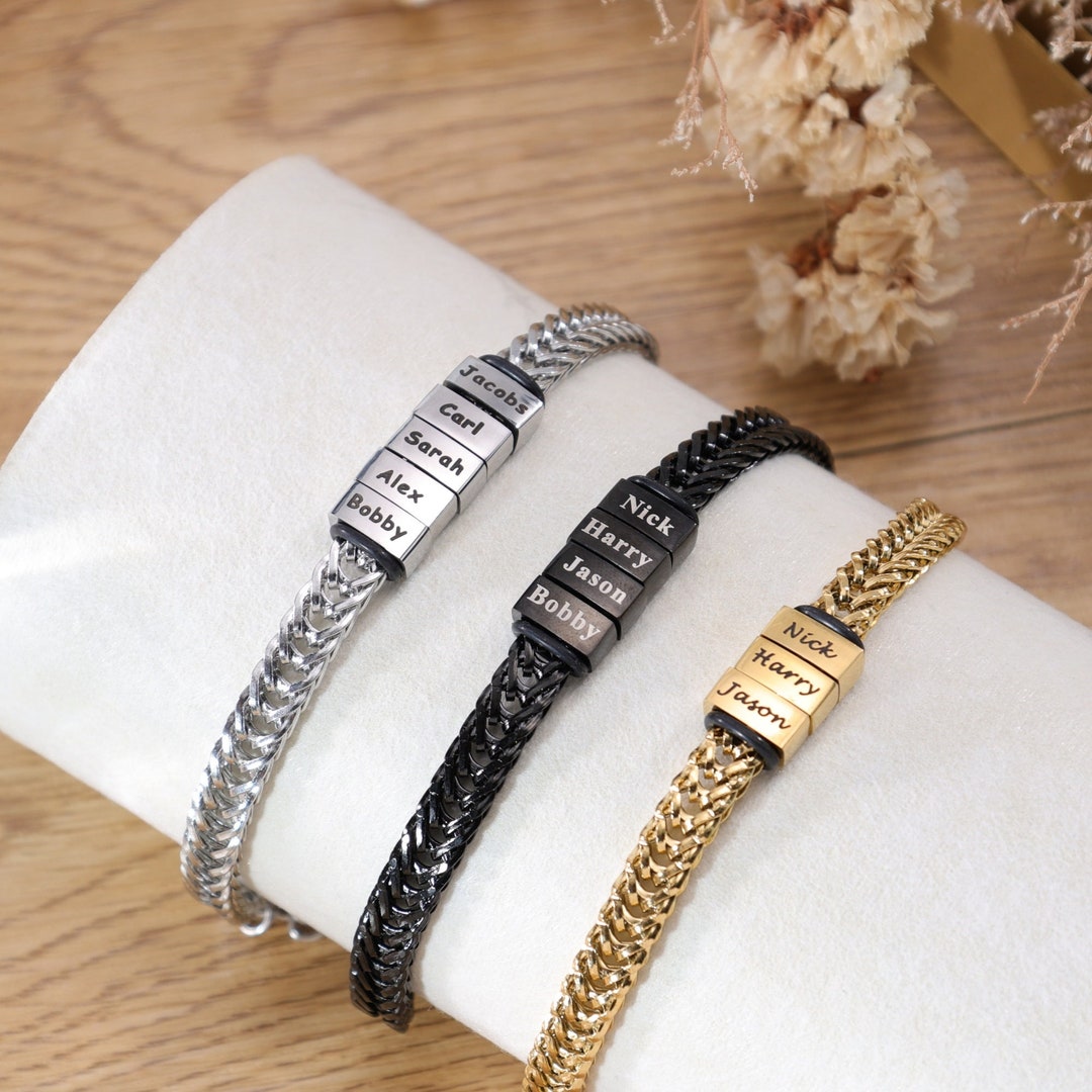 Custom Name Bracelet With Curb Chain, Personalized Rope Chain Bracelet ...