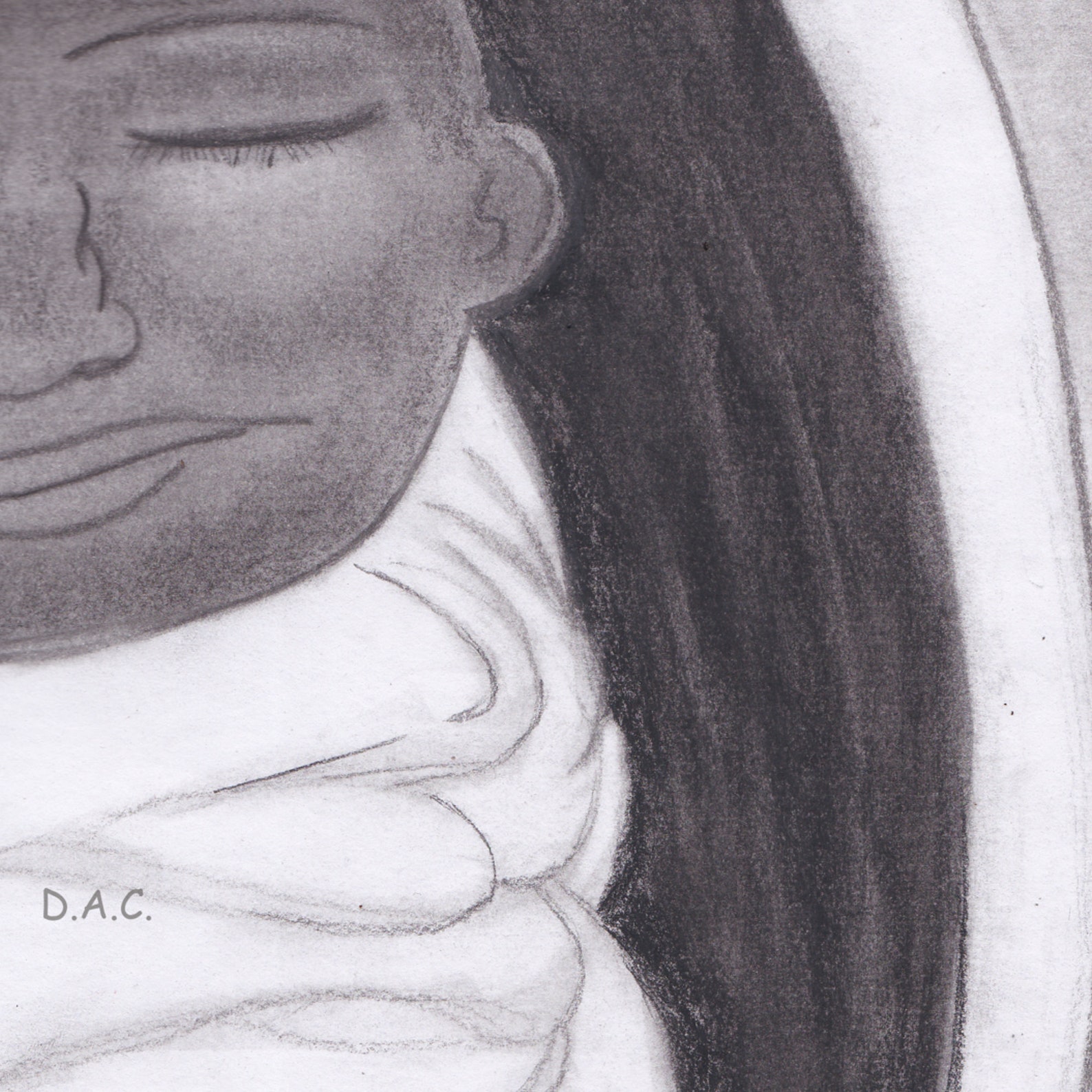 Mary and Jesus Drawing of the Virgin Mary Black Madonna Graphite ...