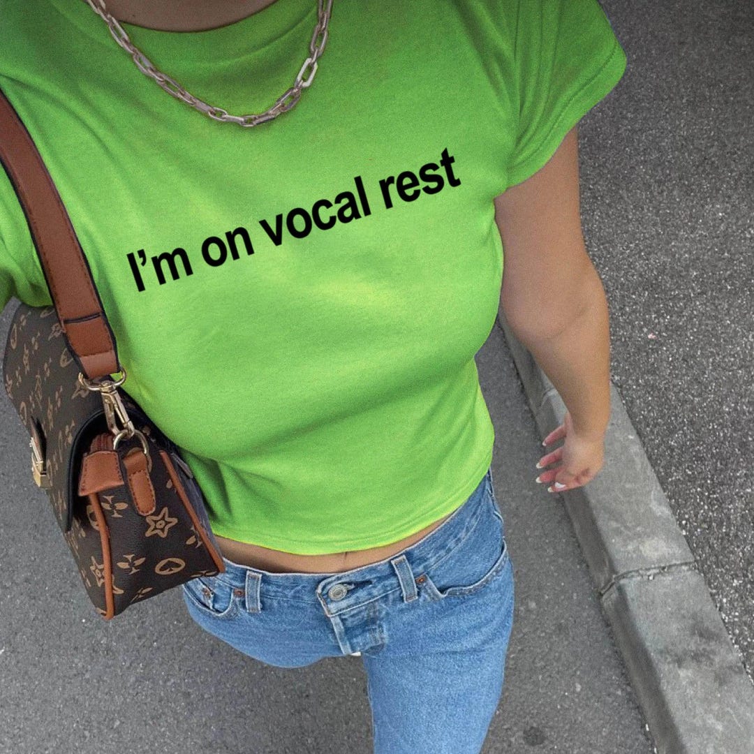 I'm on Vocal Rest Baby Tee | Y2K Funny Charli Meme Quote Top - Etsy