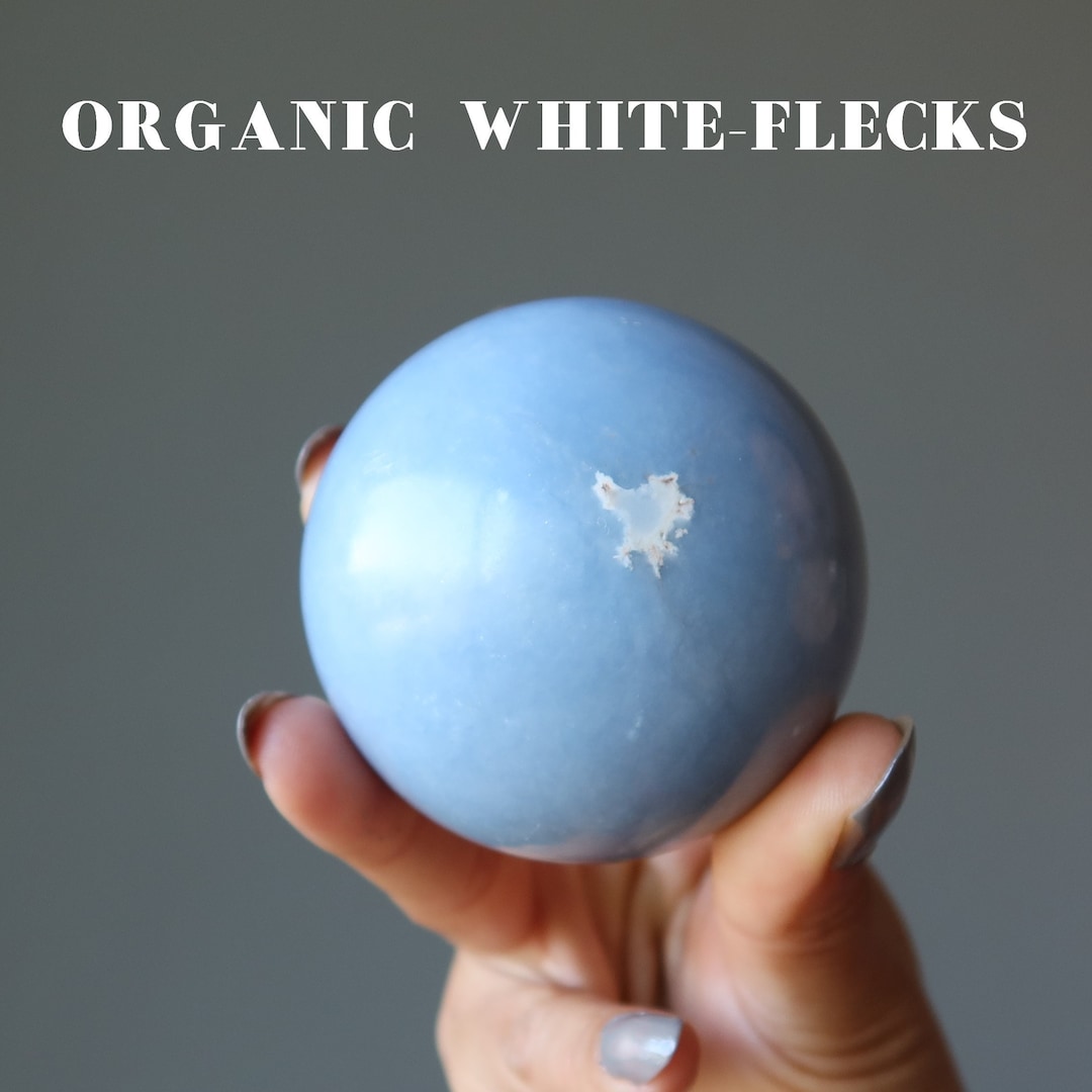 Blue Angelite Sphere Guardian Angel Throat Chakra Crystal Ball - Etsy