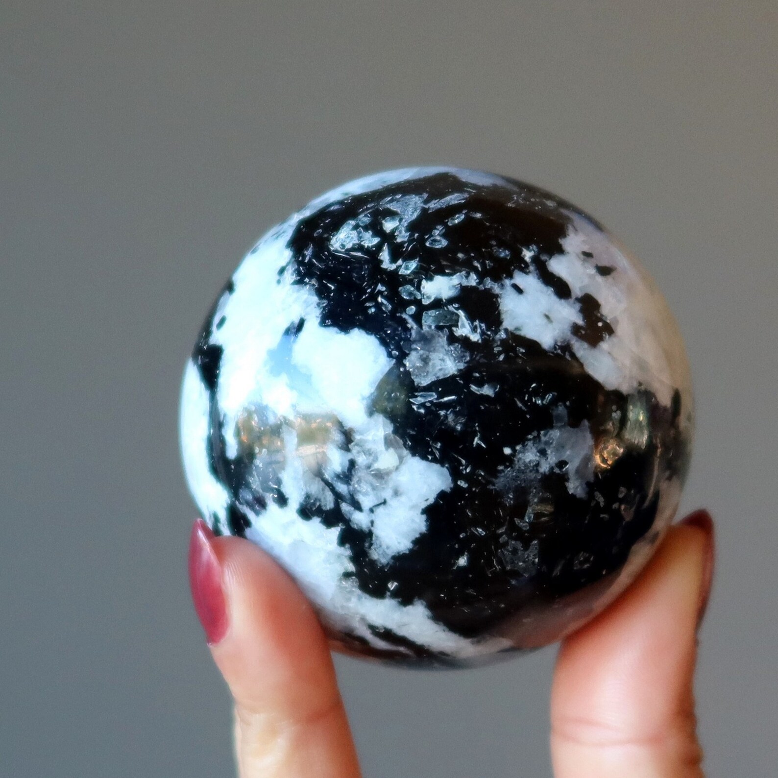 Rainbow Moonstone Sphere With Black Tourmaline Crystal Ball - Etsy