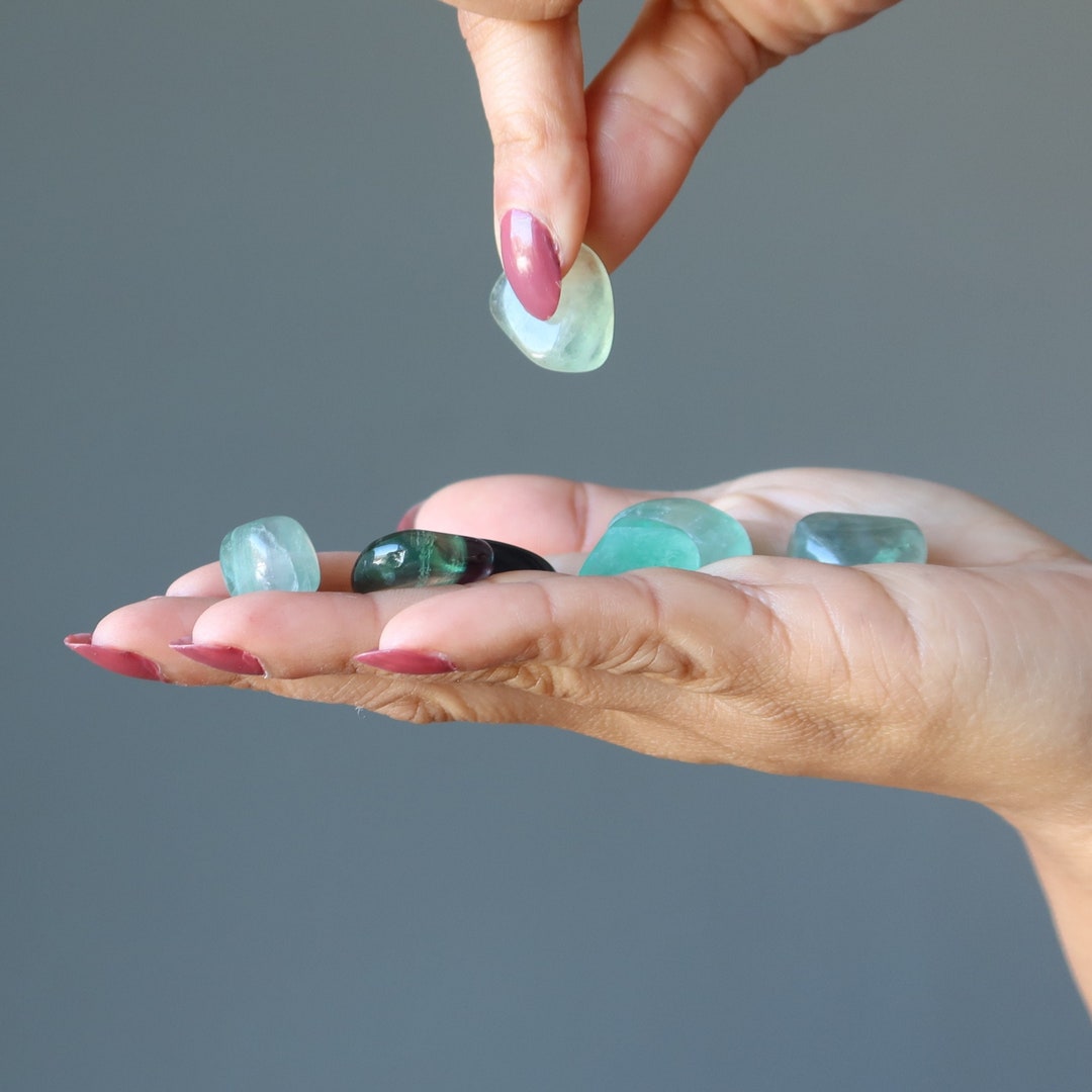 Fluorite Tumbled Stones Genius Glistening Green Gems - Etsy